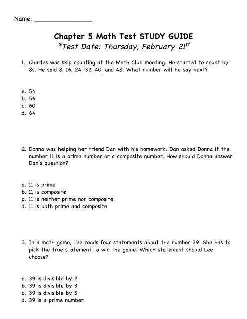 Chapter 5 Study Guide