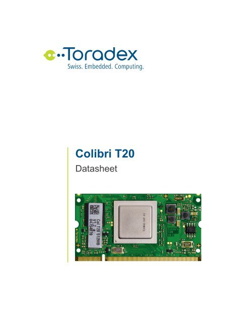 Colibri T20 Datasheet - Toradex