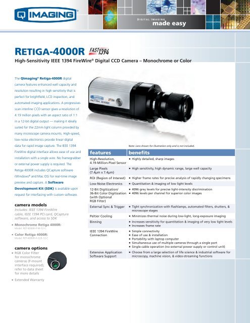 RETIGA-4000R - I-cube Image Analysis and Processing