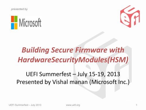Building Secure Firmware With Hardware Security Modules Uefi