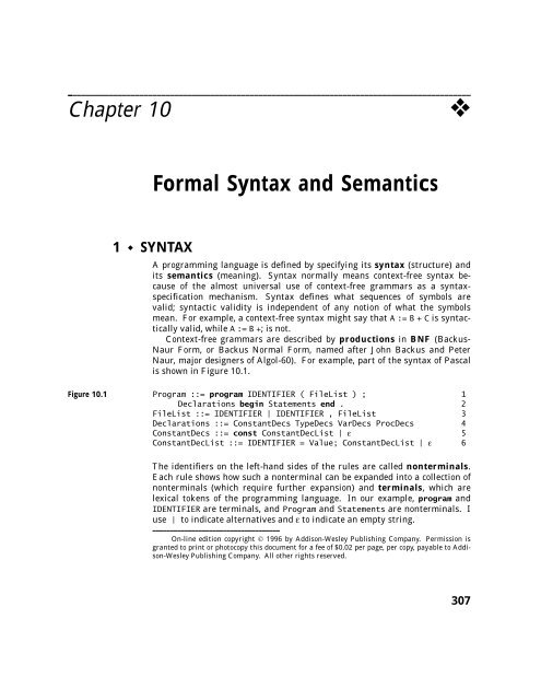 Formal Syntax and Semantics