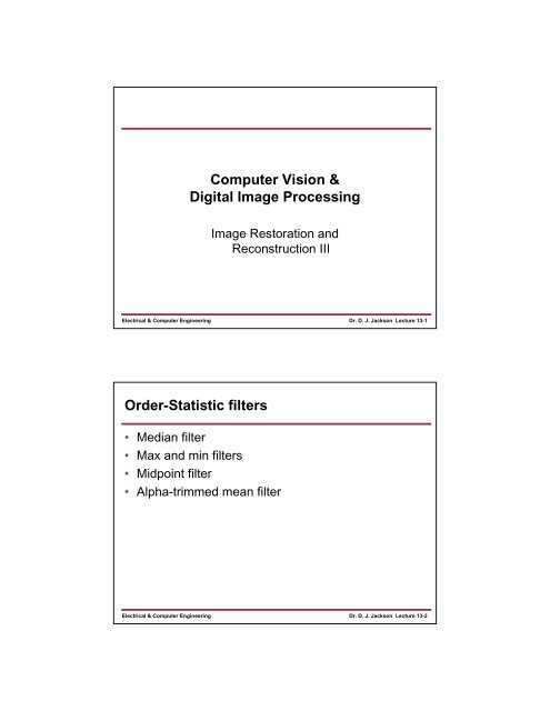 Computer Vision & Digital Image Processing Order-Statistic filters
