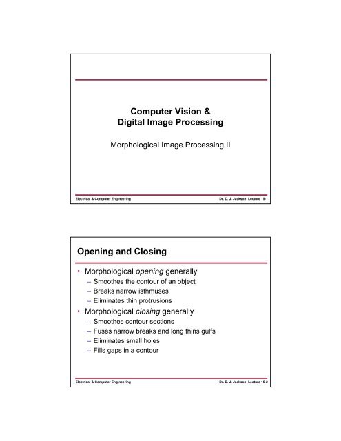 Computer Vision & Digital Image Processing Opening and Closing