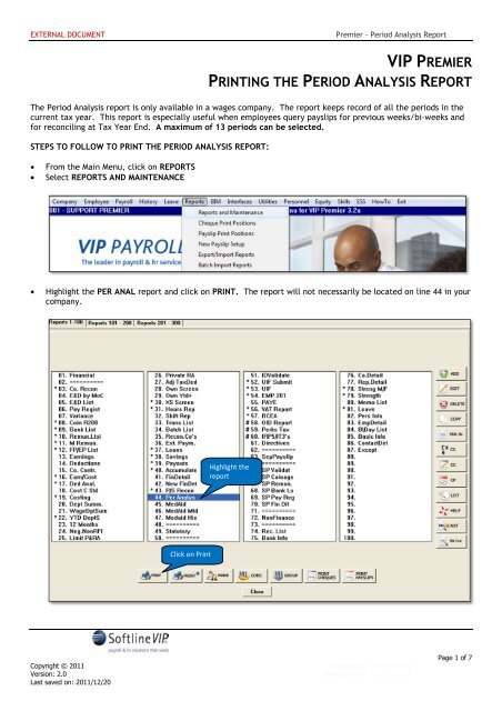 Premier - Period Analysis Report - VIP Payroll