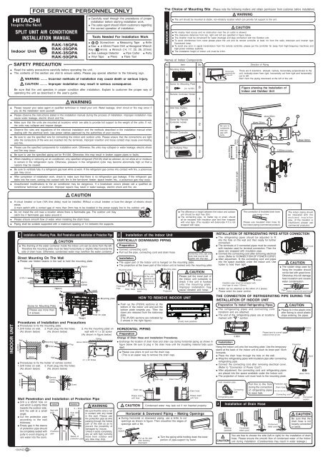 split unit air conditioner installation manual for service personnel only