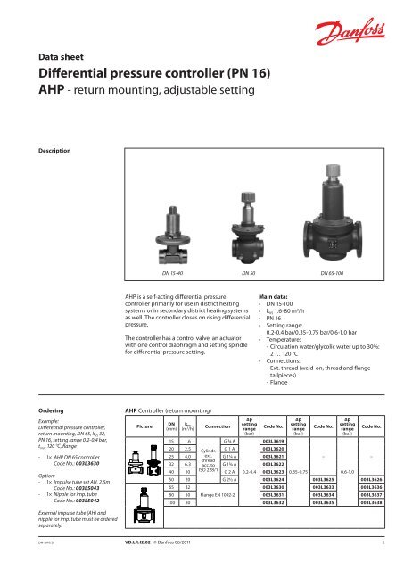 Differential pressure controller (PN 16) AHP - Danfoss.com