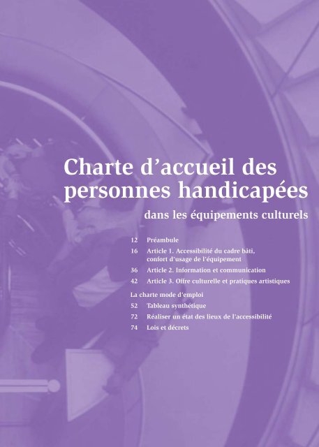 Charte d'accueil des personnes handicapÃ©es dans les ... - Arteca