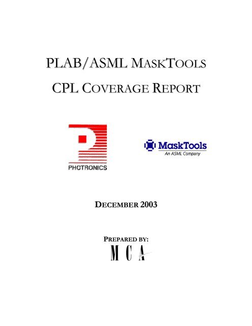 PLAB/ASML MASKTOOLS - Photronics