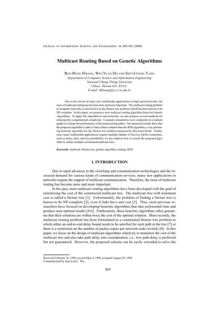 Multicast Routing Based On Genetic Algorithms