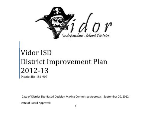 Vidor ISD District Improvement Plan - Vidor Independent School ...