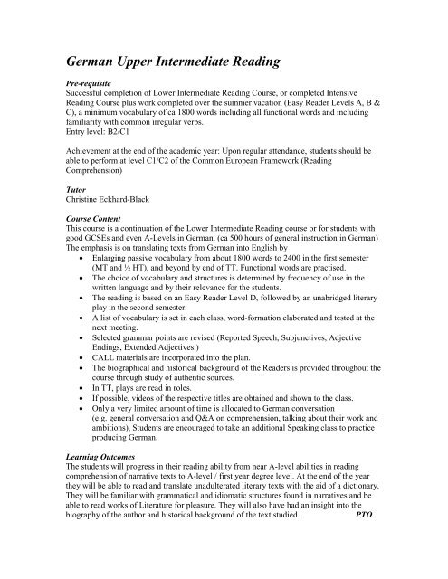 German Upper Intermediate Reading