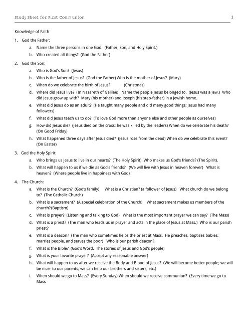 Test for First Communion