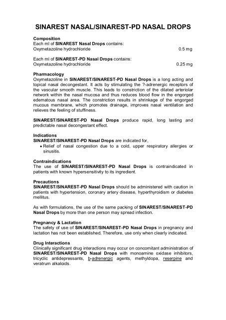 SINAREST NASAL/SINAREST-PD NASAL DROPS