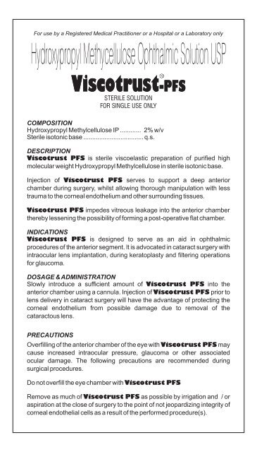 Viscotrust -PFS_Packinsert_Final - Centaur Pharmaceuticals Pvt. Ltd.