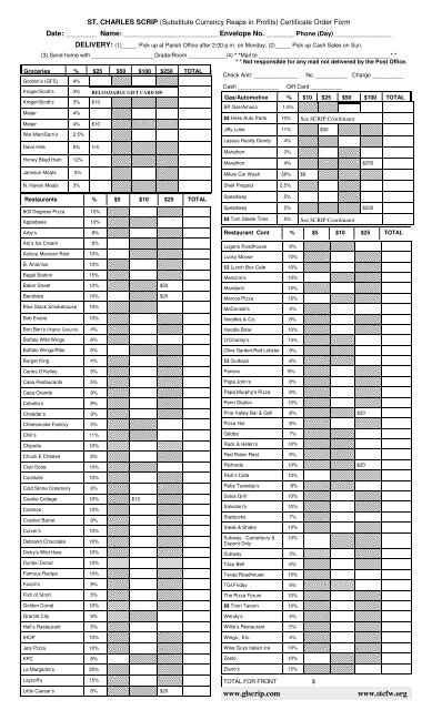 Printable Order Form (PDF) - Saint Charles Borromeo Catholic Church