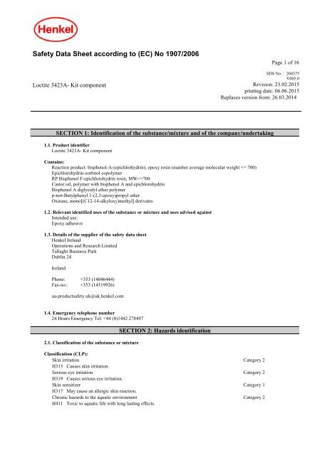Safety Data Sheet - Henkel Consumer Info