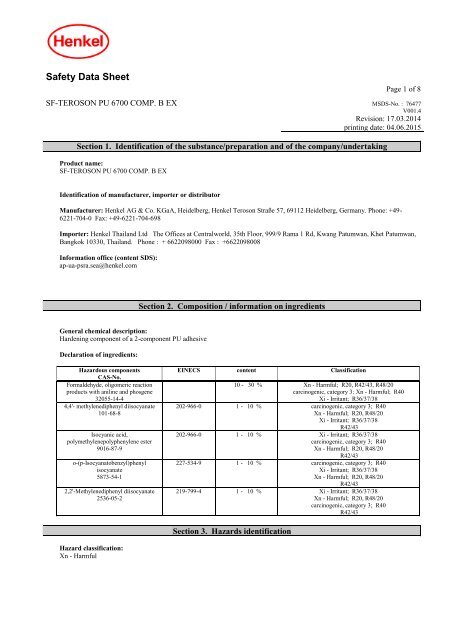 Safety Data Sheet - Henkel Consumer Info