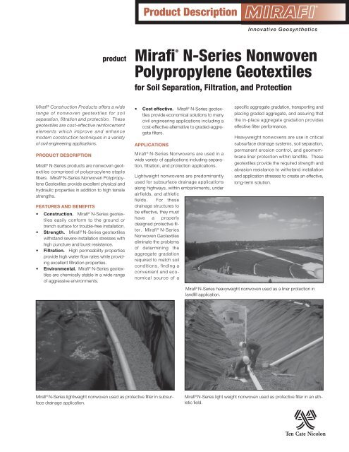 Mirafi N Series info.. - Jensen Bridge & Supply