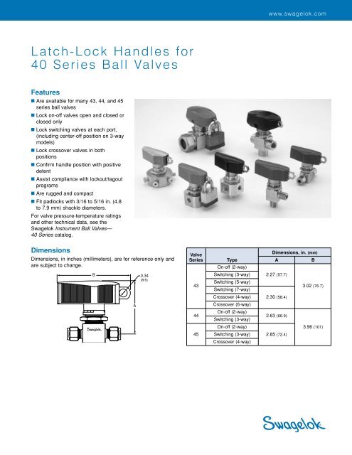 Latch-Lock Handles for 40 Series Ball Valves