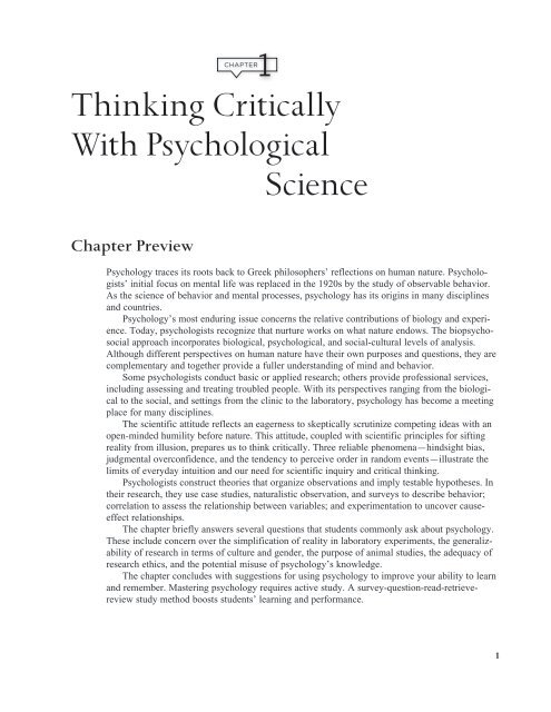 Thinking Critically With Psychological Science