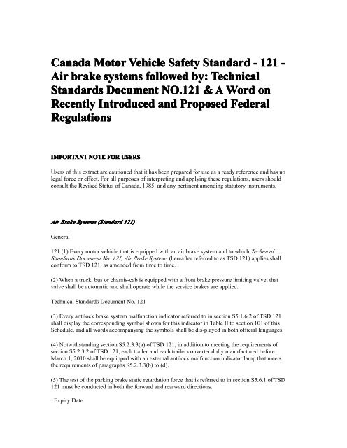 Technical Standard Document # 121 - Sealco