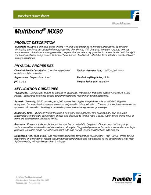 Multibond MX90 - Franklin Adhesives and Polymers