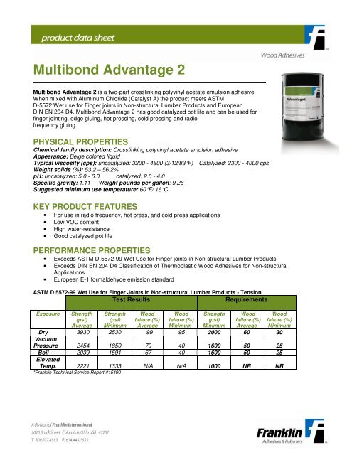 Multibond Advantage 2 - Franklin Adhesives and Polymers