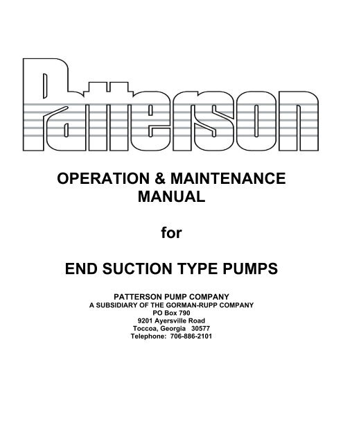 End Suction Type Pumps - Patterson Pump Company