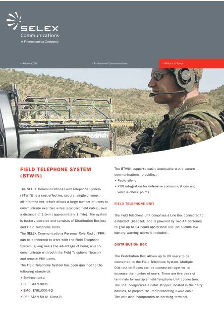 FIELD TELEPHONE SYSTEM (BTWIN) - Selex ES