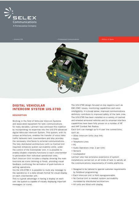 DIGITAL VEHICULAR INTERCOM SYSTEM UIS-379D