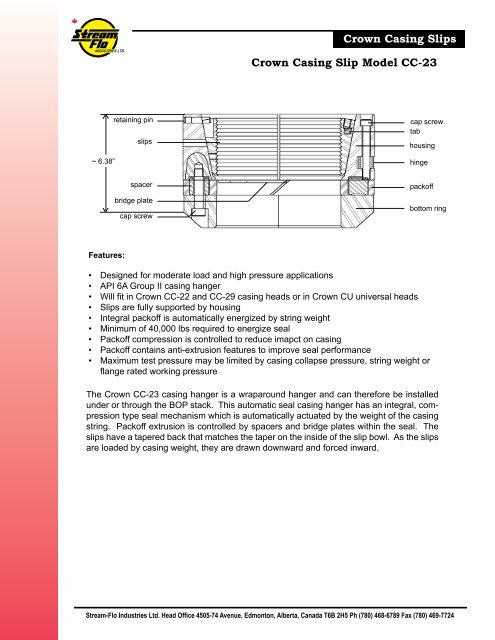 Crown CC23-23X Casing Slips - Stream Flo