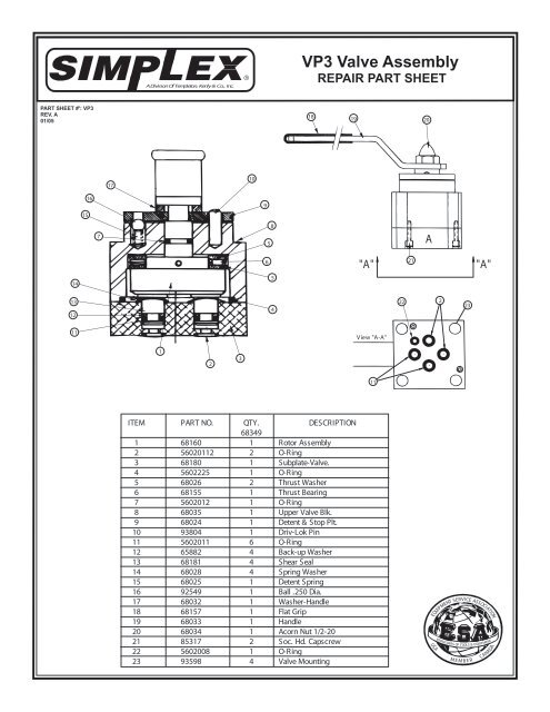 VP3 Valve Assembly - Simplex