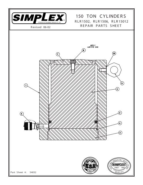 150 TON CYLINDERS - Simplex