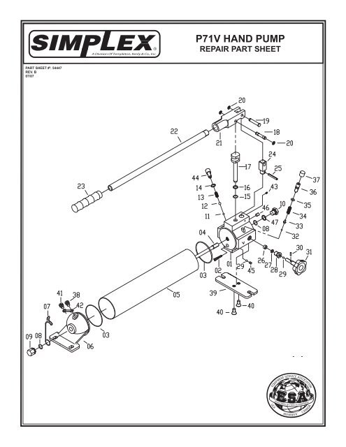 P71V HAND PUMP - Simplex