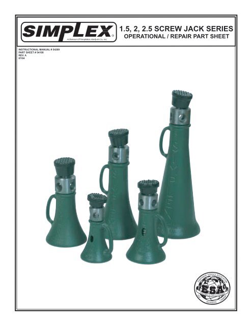 1.5, 2, 2.5 SCREW JACK SERIES - Simplex