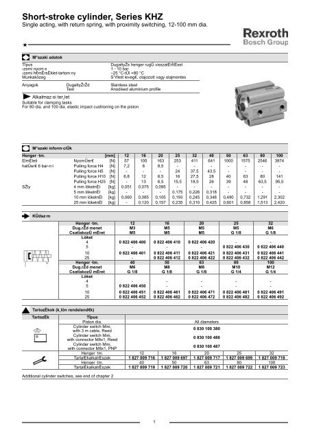 Short-stroke cylinder, Series KHZ - Bosch Rexroth