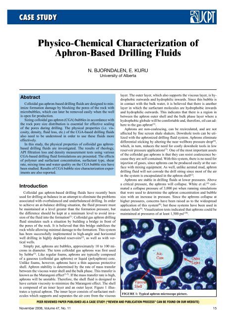 Physico-Chemical Characterization of Aphron-Based ... - OnePetro