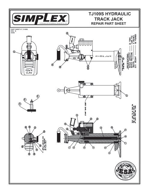 TJ109S HYDRAULIC TRACK JACK - Simplex