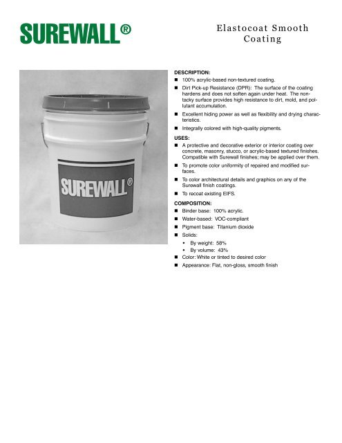 SUREWALL Elastocoat Smooth C o a t i n g - RES Architectural ...
