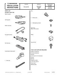 INSTALLATION INSTRUCTIONS - Honda Parts Now