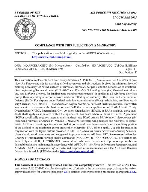 AFI 32-1042 - Air Force E-Publishing