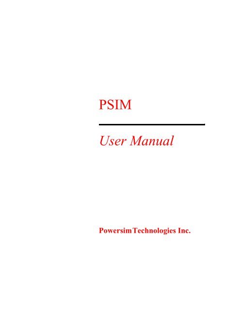 PSIM User Manual