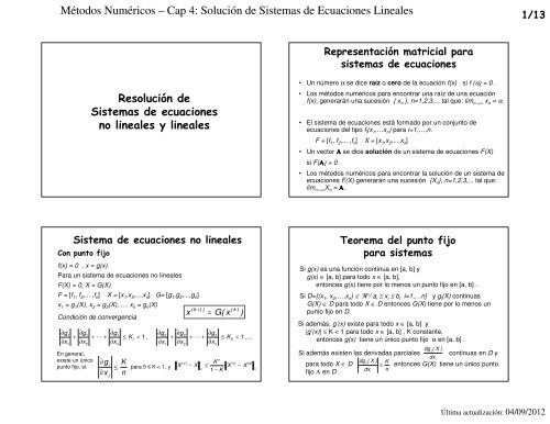 Métodos Numéricos – Cap 4: Solución de Sistemas de Ecuaciones ...