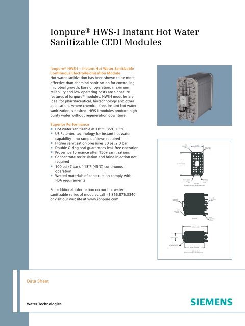Ionpure HWS-I Instant Hot Water Sanitizable CEDI Modules - Siemens