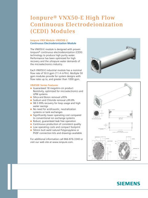 Ionpure CEDI VNX50-E High Flow Modules - Siemens Water ...