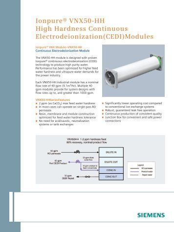 Ionpure HWS-I Instant Hot Water Sanitizable CEDI Modules - Siemens