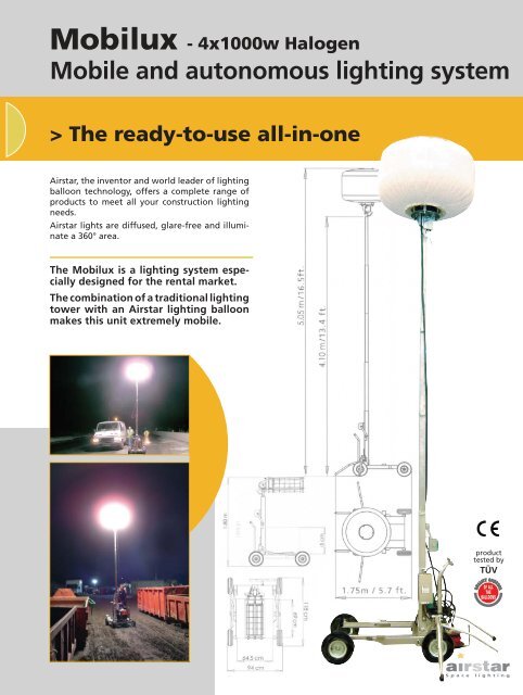 Mobilux - 4x1000w halogen mobile and autonomous lighting system
