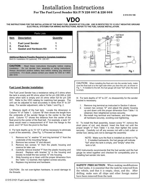 vdo fuel gauge wiring diagram - Wiring Diagram