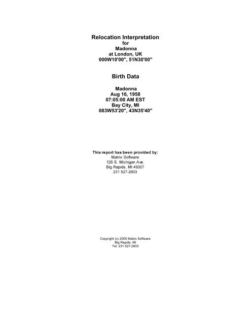 Relocation Interpretation Matrix Software