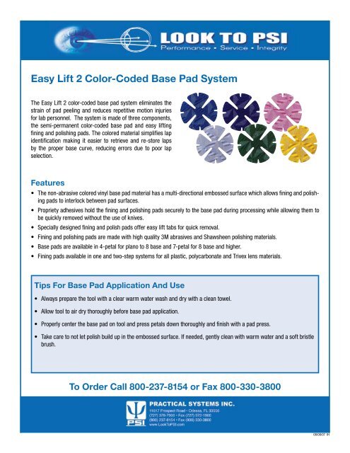 Easy Lift 2 Color-Coded Base Pad System - LookToPSI.com